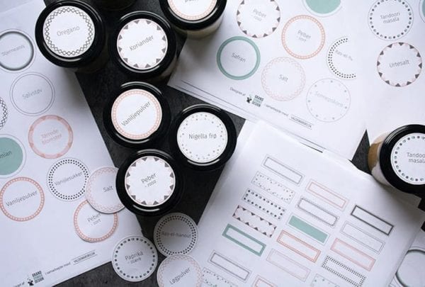 Krydderilabels - gratis print selv labels til krydderiglas