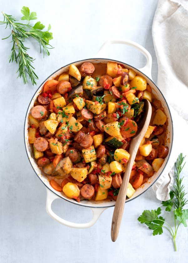 Fransk Landgryde med rodfrugter og grøntsager